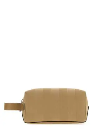 Fendi Beige Canvas Beauty Case - Brown