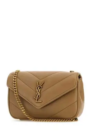 Saint Laurent Camel Leather Mini Loulou Crossbody Bag - Brown