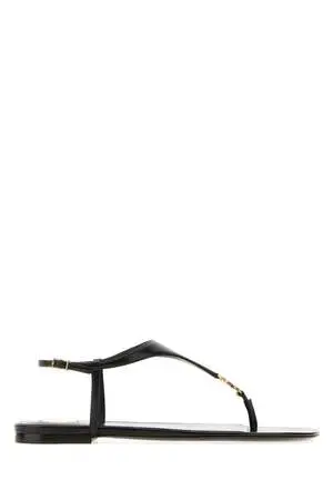 Saint Laurent Leather Cassandre Thong Sandals