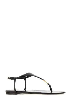 Saint Laurent Leather Cassandre Thong Sandals