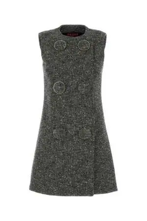 Gucci Melange Grey Wool Blend Mini Dress - Gray