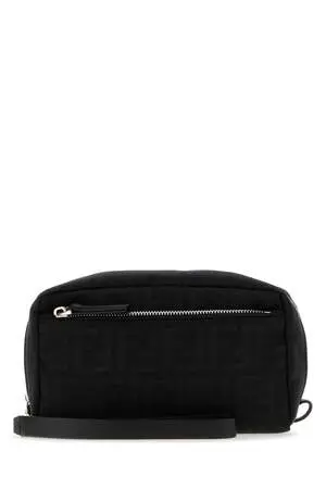Fendi Embroidered Jacquard Small Beauty Case - Black