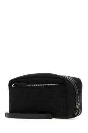 Fendi Embroidered Jacquard Small Beauty Case - Black