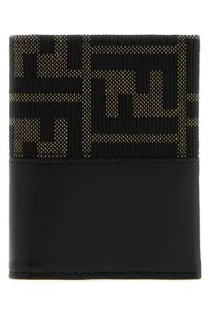Fendi Jacquard And Leather Ff Card Holder - Black