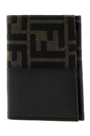 Fendi Jacquard And Leather Ff Card Holder - Black
