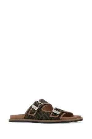 Fendi Embroidered Canvas Feel Slippers