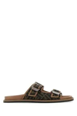 Fendi Embroidered Canvas Feel Slippers - Multicolor