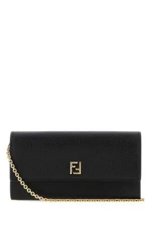 Fendi Fendi Women Black Leather Ff Wallet Black