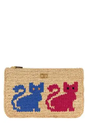 Valentino Garavani Raffia Vlogo Signature Clutch - Brown