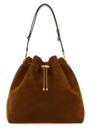 JIMMY CHOO JIMMY CHOO Suede Bon Bon Bucket Bag Brown