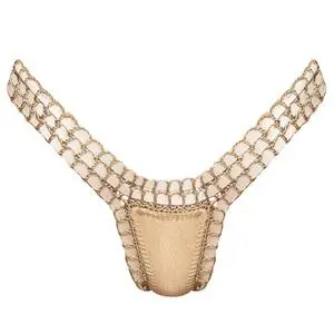 LUXSEA SWIMWEAR Shimmer Crochet Bikini Bottom - Gold