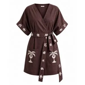 PALM COLLECTIVE Patina Wrap Dress Chocolate