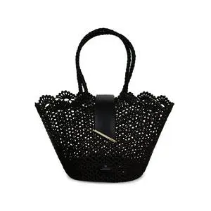 KATHERINE RIARDANT® Black / White Esterel Crocheted Woven Basket Bag In Black