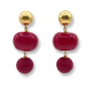 MICHAEL NASH JEWELRY Analise Triple Resin Drop Pierced Earrings - Red