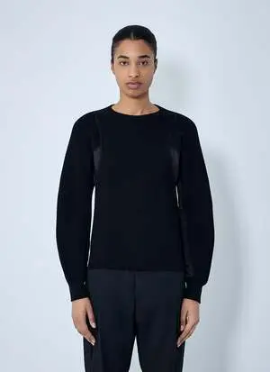 Moncler Ribbed Knit Sweater With Contrast Panels - Black