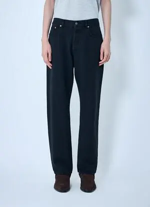 Saint Laurent Loose Straight Denim Pants - Black