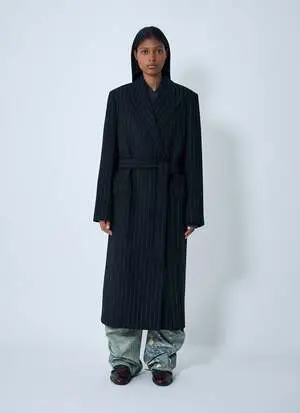 Acne Studios Belted Pinstripe Coat - Black