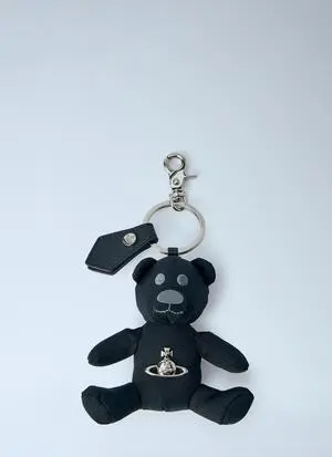 VIVIENNE WESTWOOD Bear Keychain With Logo Plaque - Black