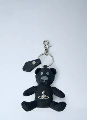 VIVIENNE WESTWOOD Bear Keychain With Logo Plaque - Black