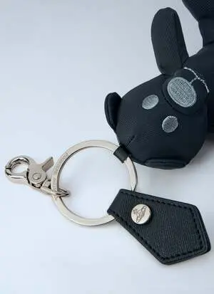 VIVIENNE WESTWOOD Bear Keychain With Logo Plaque - Black