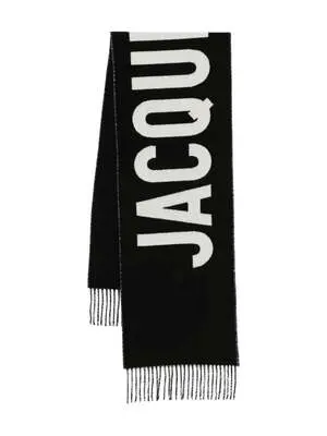 Jacquemus Jacquemus Unisex Scarf With Embroidered Logo Black