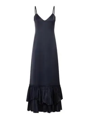 JIL SANDER Ruffled Silk Blend Dress - Black