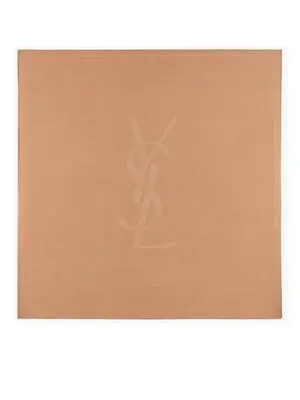 Saint Laurent Cassandre Square Scarf In Silk Charmeuse - Brown