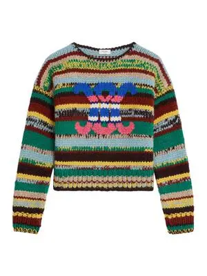 Celine Crew Neck Sweater In Mouliné Alpaca And Wool - Multicolor