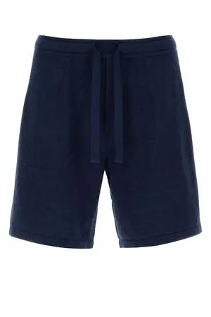 Dolce & Gabbana Navy Cotton Blend Bermuda Shorts - Blue