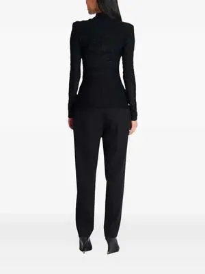 Balmain Ls Bouclette Monogrammed Top