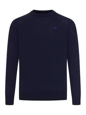 Celine Fine Wool Sweater With Triomphe Embroidery - Blue