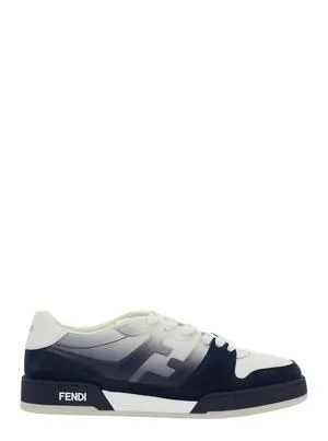 Fendi Match' Blue Low Top Sneaker With Side Ff Logo And Worn Effect In Suede - Multicolor