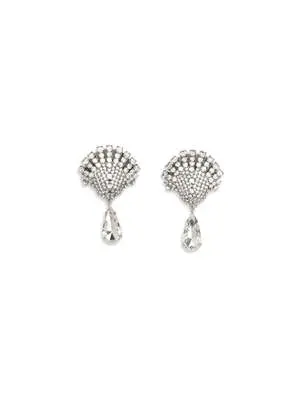 Alessandra Rich Crystal Drop Earrings - Silver