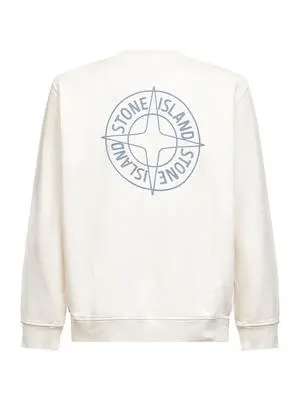 Stone Island Ivory Cotton Outline Compass Printed Sweatshirt
