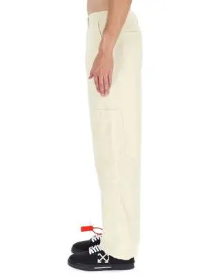 Off-White Cotton Cargo Pants - Cream