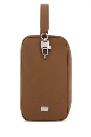 Dolce & Gabbana Camel Leather Lock Handbag - Brown