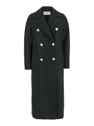 Harris Wharf London Green Double-breasted Coat With Wide Notched Revers In Wool - Multicolor