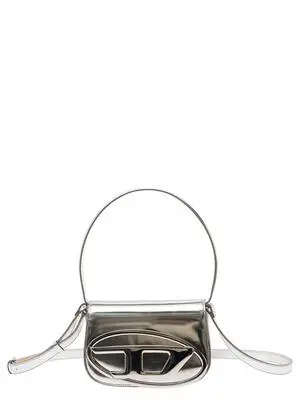 DIESEL® 1dr' Shoulder Bag With Oval D Patch In Laminated Leather For - Silver