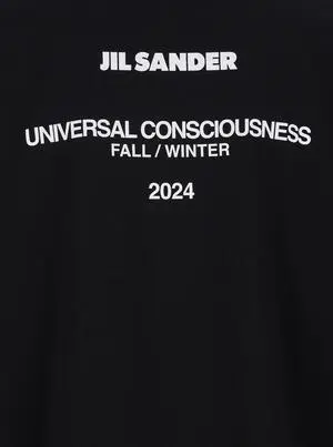 JIL SANDER Black Double-layers T-shirt In Cotton