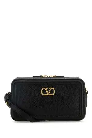 Valentino Garavani Leather Vlogo Crossbody Bag - Black