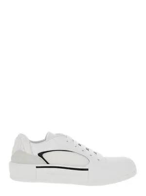Alexander McQueen Cruis' White Low Top Sneakers With Logo Detail In Leather And Fabric - Multicolor