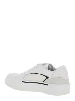 Alexander McQueen Cruis' White Low Top Sneakers With Logo Detail In Leather And Fabric - Multicolor