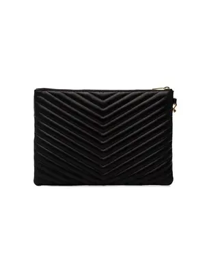 Saint Laurent Cassandre Matelassé Leather Tablet Pouch - Black
