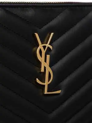 Saint Laurent Cassandre Matelassé Leather Tablet Pouch - Black