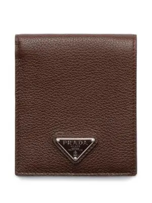 Prada Grained Leather Bi-fold Wallet - Brown