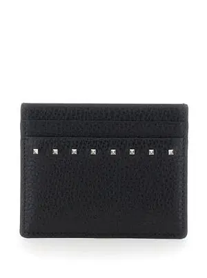 Valentino Garavani Black Card Holder With Rockstud Embellishments In Leather - Multicolor