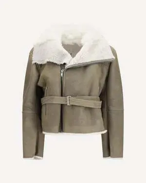 Rick Owens Cropped Suede And Shearling Flight Jacket