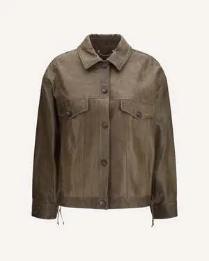 GOLDEN GOOSE Babete Leather Jacket With Embossed Details