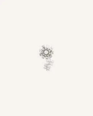 SELF-PORTRAIT Crystal Flower Brooch - Silver