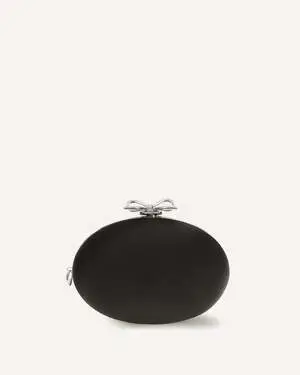 SELF-PORTRAIT Oval Satin Clutch - Black